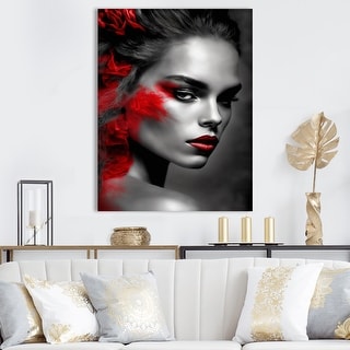 Designart "Vintage Sensuality In Red And Black I" Woman Sensual Wall Decor - Bed Bath & Beyond ...
